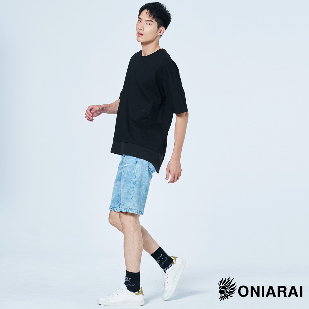 BLUE WAY 鬼洗 ONIARAI - 男款 極致工藝下擺拼接落肩短TEE | 蝦皮購物