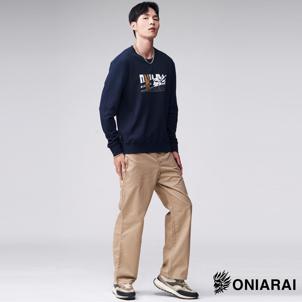 BLUE WAY 鬼洗 ONIARAI - 鬼頭LOGO休閒寬版直筒褲(卡其) | 蝦皮購物