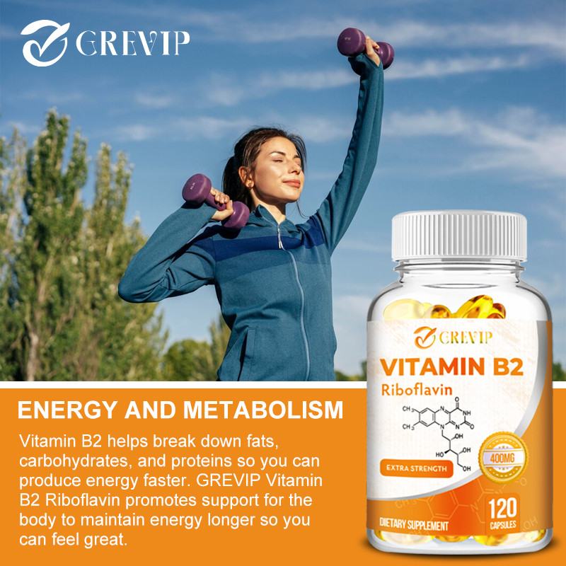 Grevip 維生素 B2 400 毫克，非基因改造，不含大豆、乳製品和麩質，60/120 粒膠囊 | 蝦皮購物