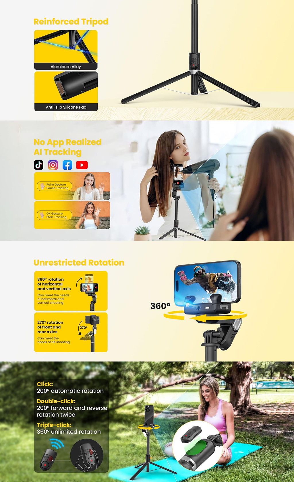 AOCHUAN SMART M2 PRO 雲台穩定器,帶面部跟踪功能,適用於智能手機 | 蝦皮購物