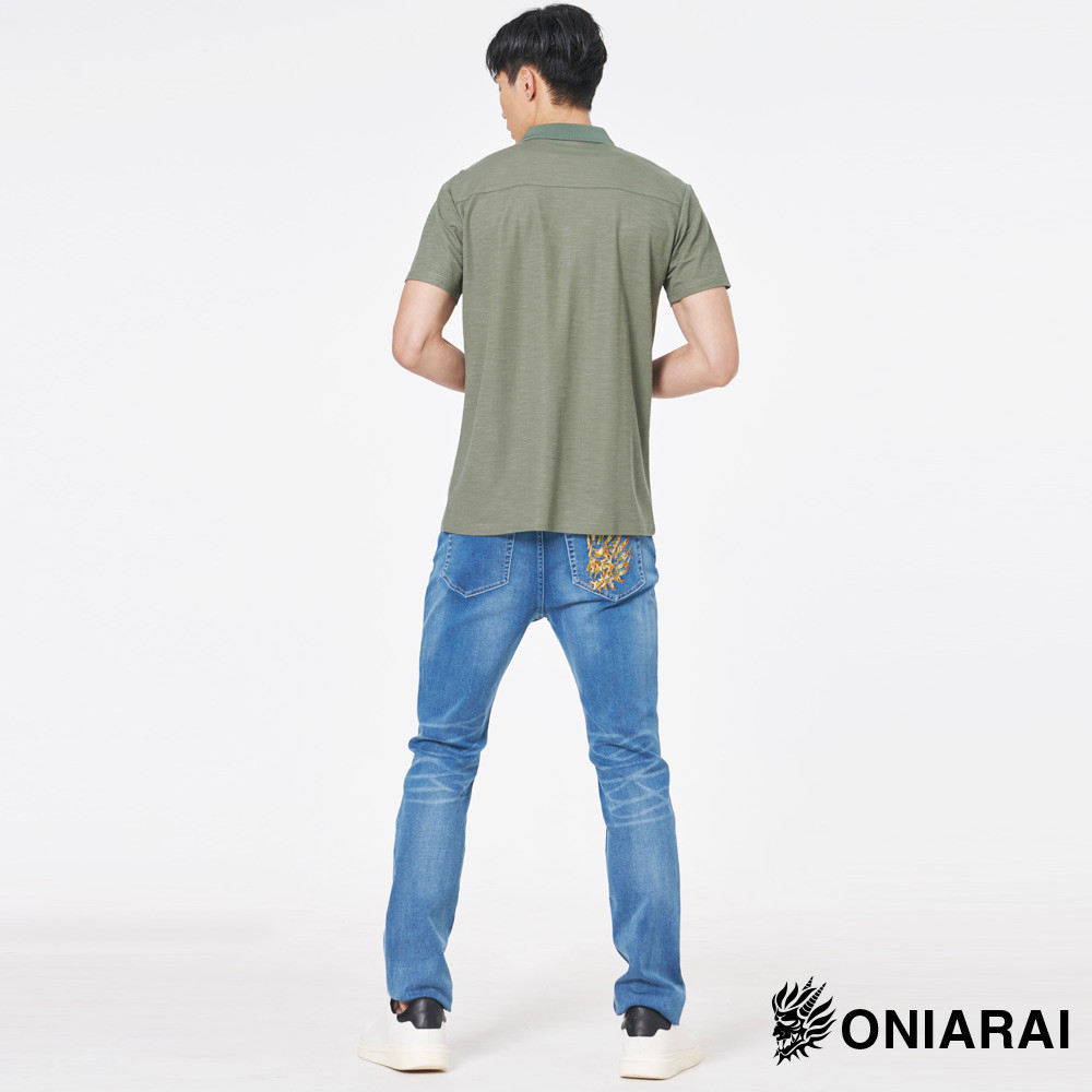 BLUE WAY 鬼洗 ONIARAI - 男款 和藝術日式元素短袖POLO衫(墨綠) | 蝦皮購物