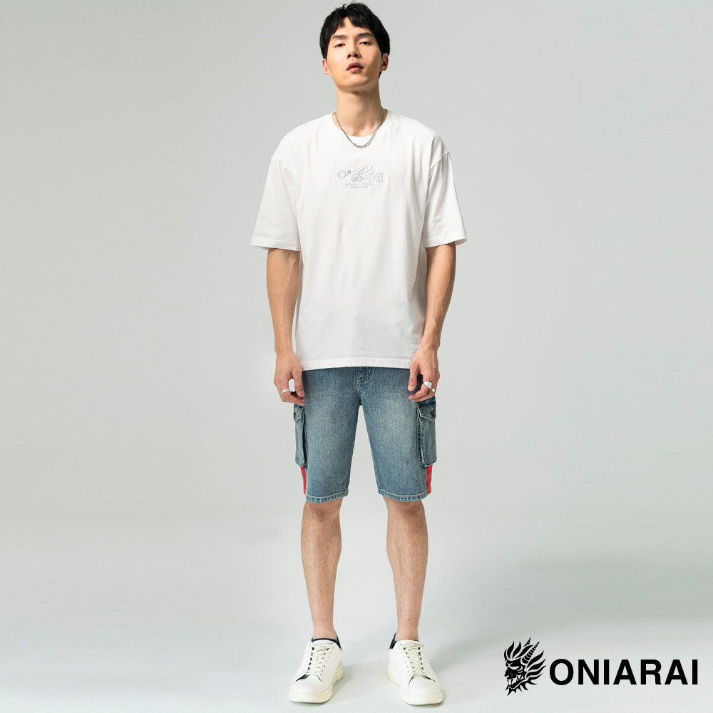 BLUE WAY 鬼洗 ONIARAI - 男款 黑魂重工LOGO落肩短TEE(白) | 蝦皮購物