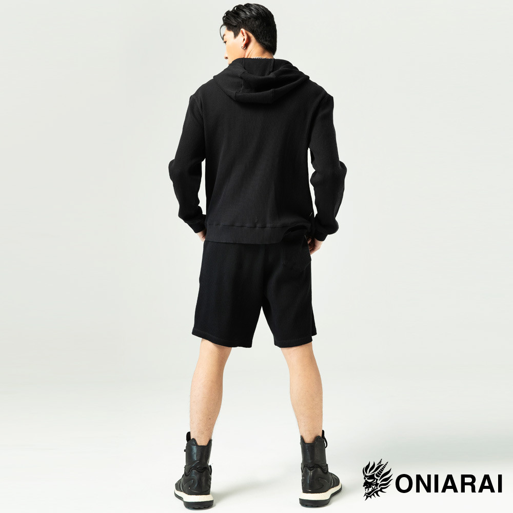 BLUE WAY 鬼洗 ONIARAI - 男款 都市遊俠側鬼華夫格針織短褲(黑) | 蝦皮購物