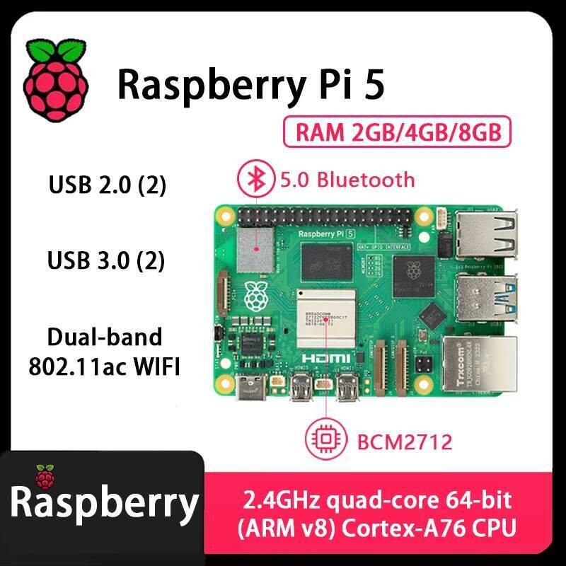 官方 Raspberry Pi 5 Cortex-A76 Linux 2GB 4GB 8GB 臂板 Python 程序l | 蝦皮購物