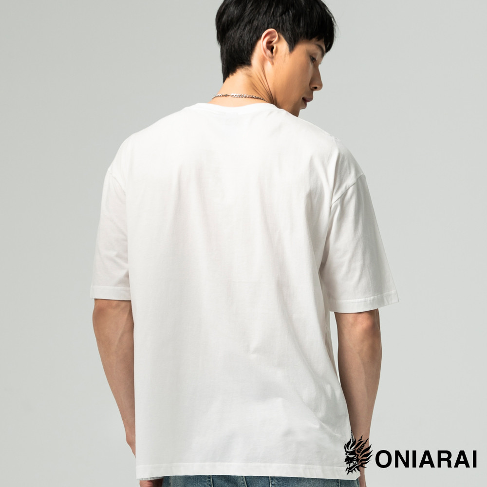 BLUE WAY 鬼洗 ONIARAI - 男款 黑魂重工LOGO落肩短TEE(白) | 蝦皮購物