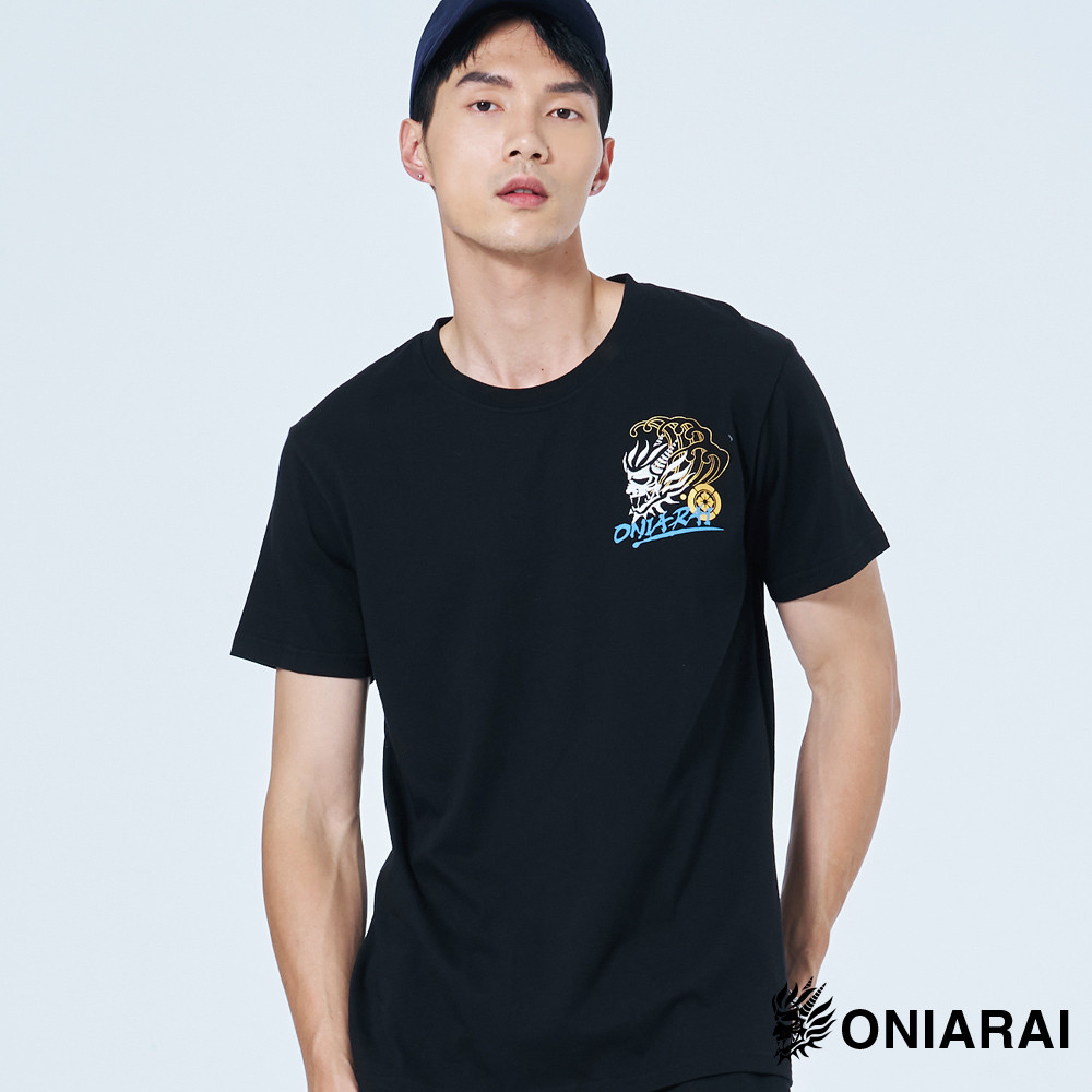 BLUE WAY 鬼洗 ONIARAI - 男款 日式經典海浪短TEE(黑) | 蝦皮購物