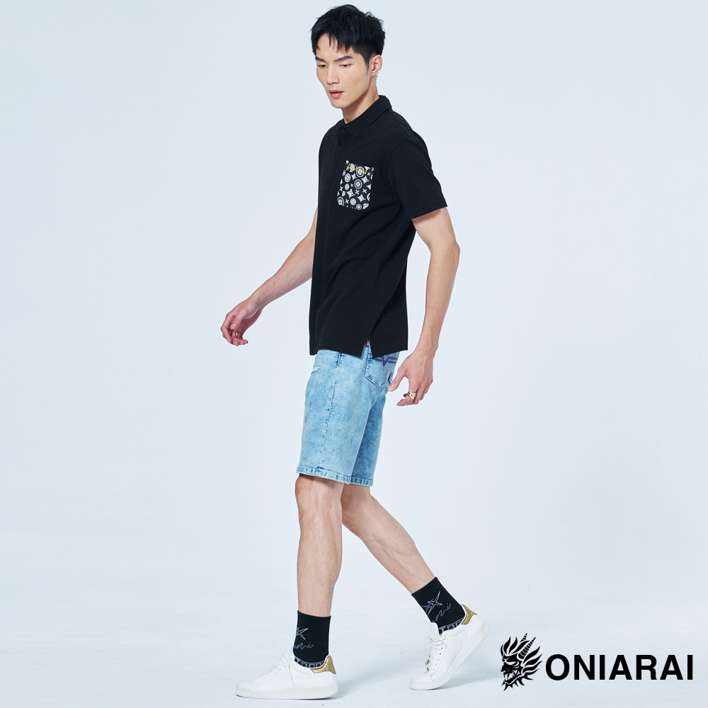 BLUE WAY 鬼洗 ONIARAI - 男款 大和魂家紋元素滿版短袖POLO衫(黑) | 蝦皮購物