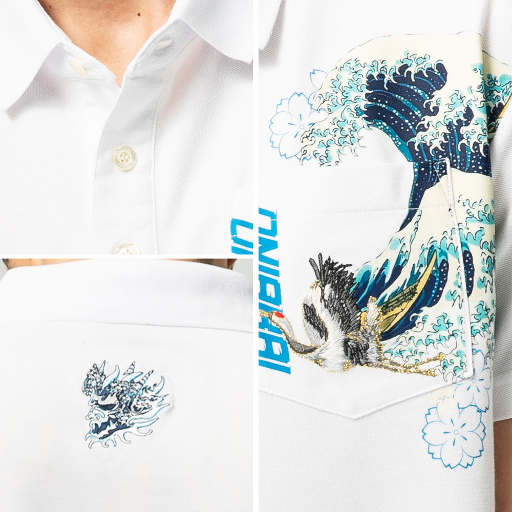 BLUE WAY 鬼洗 ONIARAI - 男款 和藝術冲浪裏短袖POLO衫(白) | 蝦皮購物