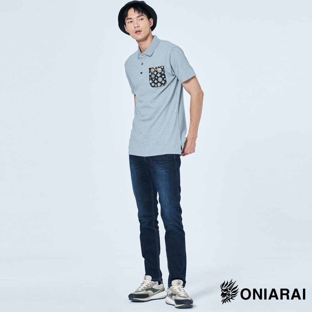 BLUE WAY 鬼洗 ONIARAI - 男款 大和魂家紋元素滿版短袖POLO衫(灰) | 蝦皮購物