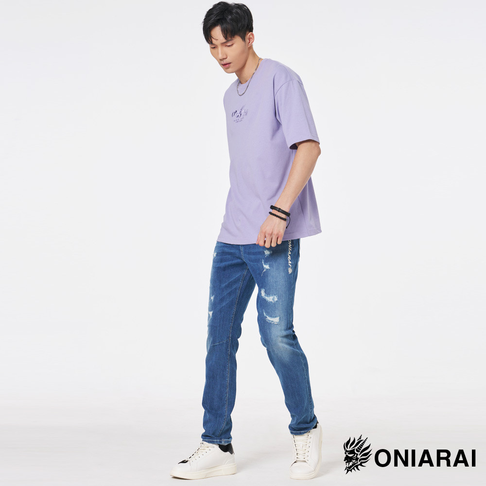 BLUE WAY 鬼洗 ONIARAI - 男款 黑魂重工LOGO落肩短TEE(紫) | 蝦皮購物