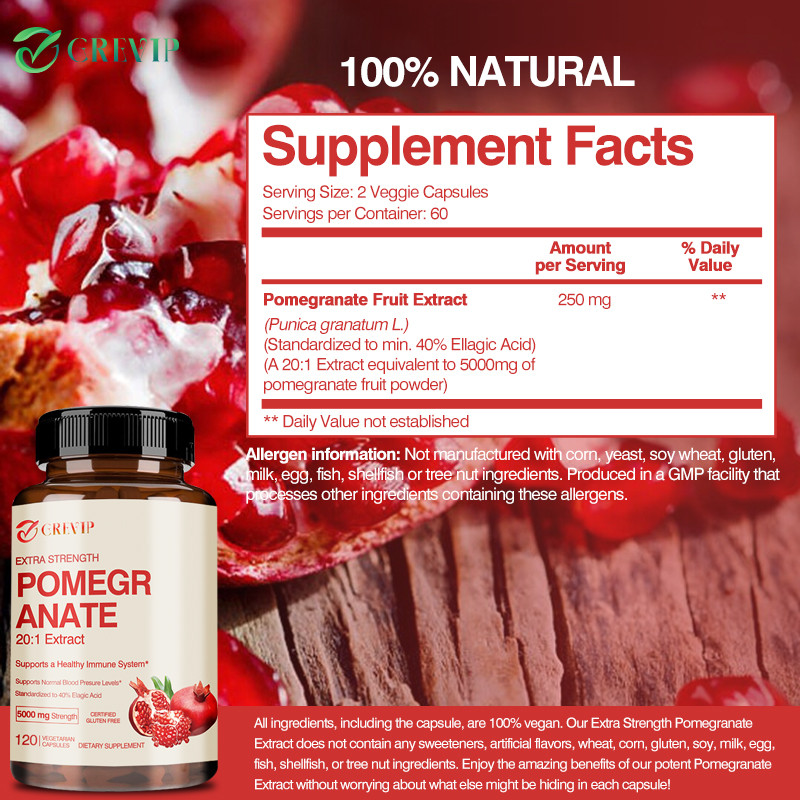 Crevip Extra Strength Pomegranate 20:1濃縮萃取物 60/120粒 美國製造 | 蝦皮購物
