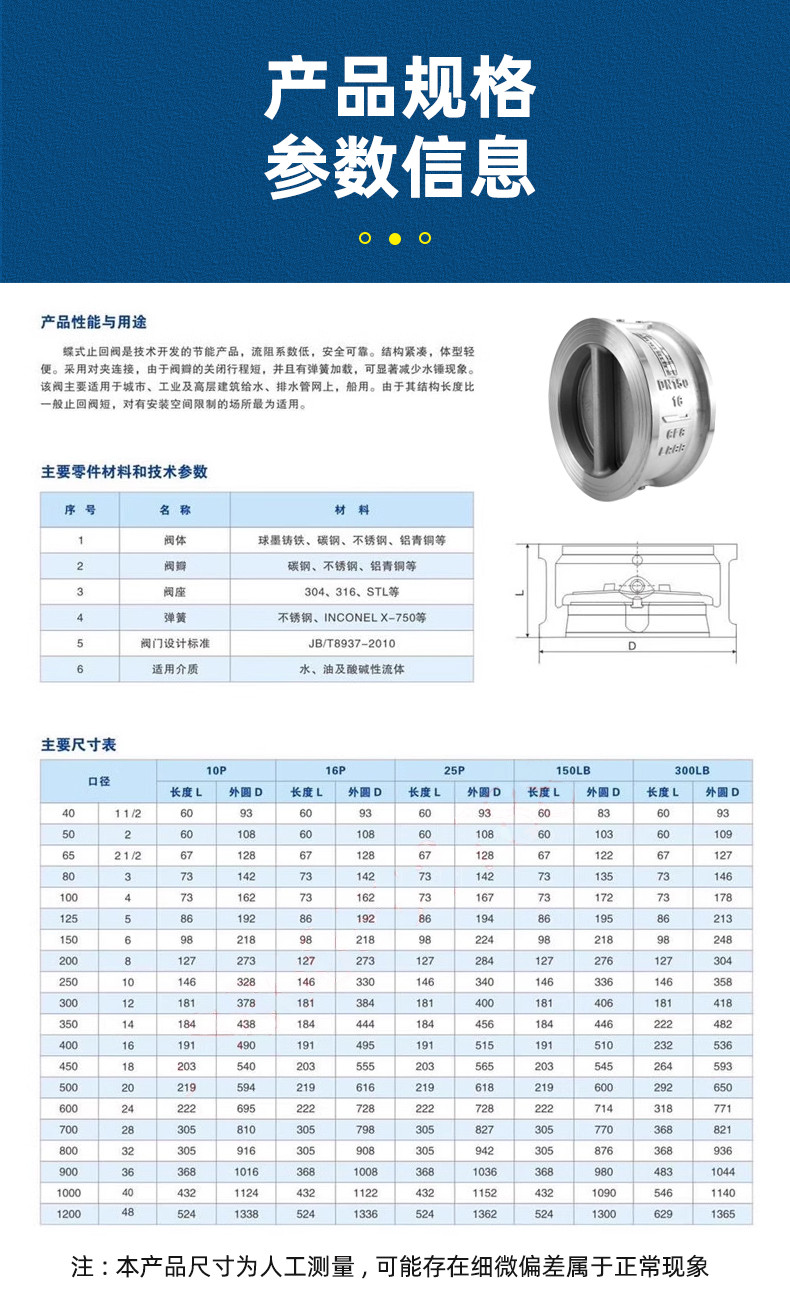 【可開發票】H76W-16P止回閥薄型 304不鏽鋼水管 對夾式逆止單向閥蝶式鑄鋼DN50 | 蝦皮購物