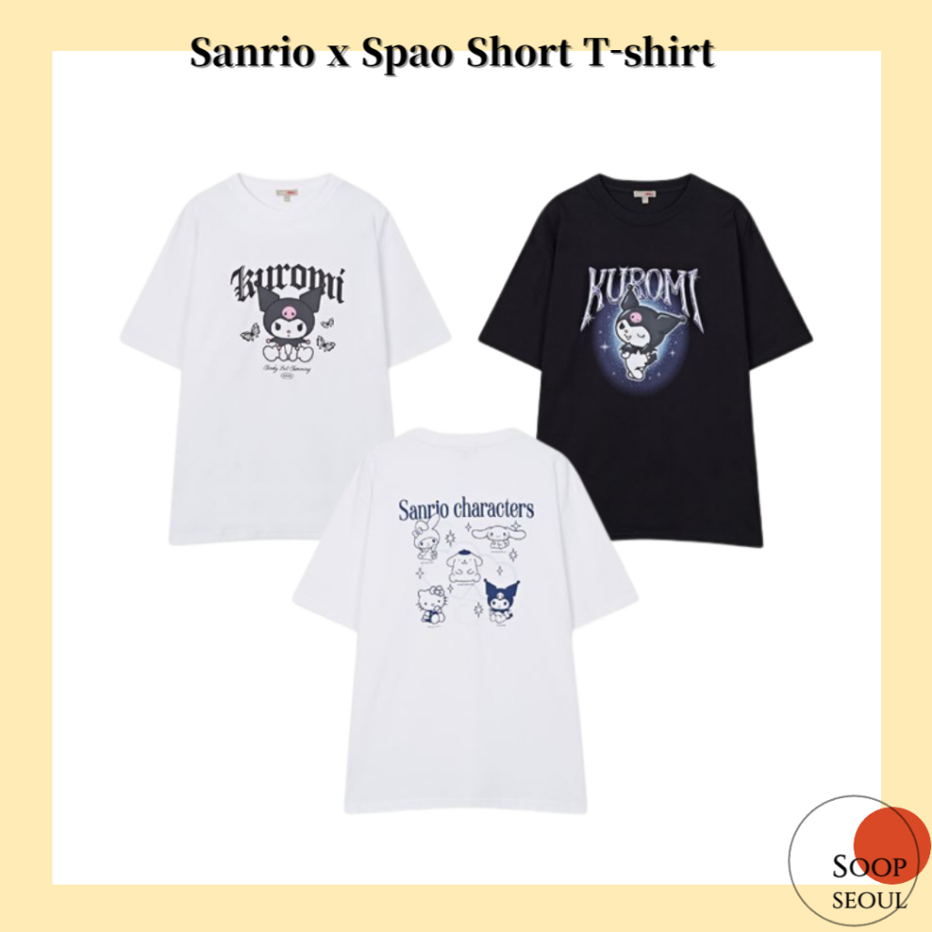 三麗鷗 Sanrio x Spao Short T 恤 / kuromi sanrio 角色 T 恤 / 男女皆宜 | 蝦皮購物