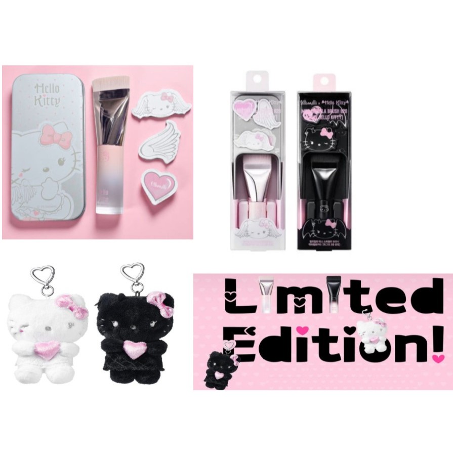 [Fillimilli x Hello Kitty] 玩偶吊飾 天使與惡魔 / 粉底刷+鐵盒+3磁鐵 | 蝦皮購物