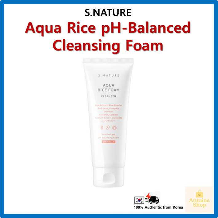 [S.NATURE] Aqua Rice pH 平衡潔面泡沫,低酸面霜,適用於所有皮膚類型 | 蝦皮購物
