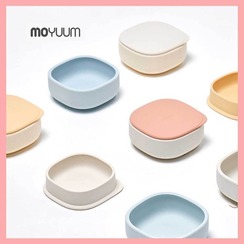 【MOYUUM】韓國白金矽膠 吸盤餐碗 附蓋子 兩用 嬰兒餐碗 餐盤 兒童餐具 | 蝦皮購物