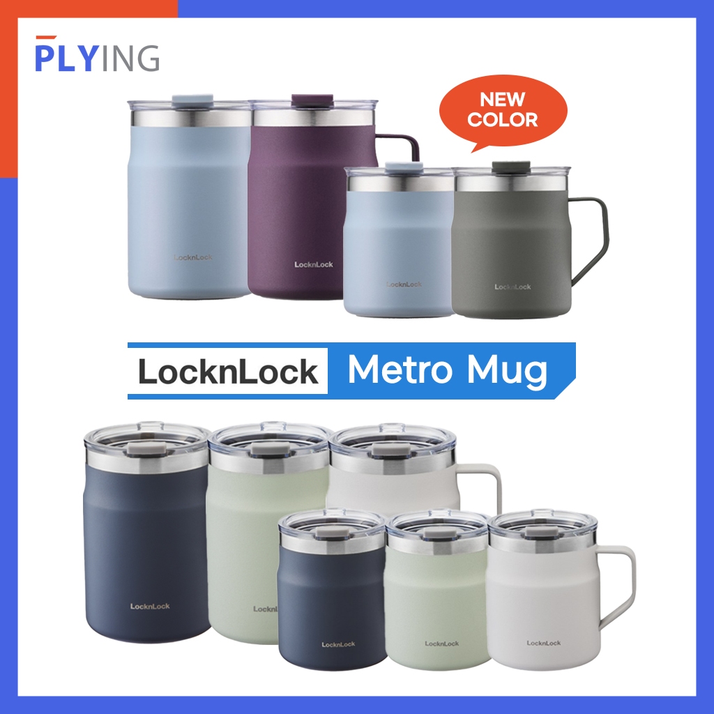 [LocknLock] Lock & LOCK Metro Mug 帶把手和蓋子雙壁不銹鋼隔熱 16 盎司 12 盎司 | 蝦皮購物