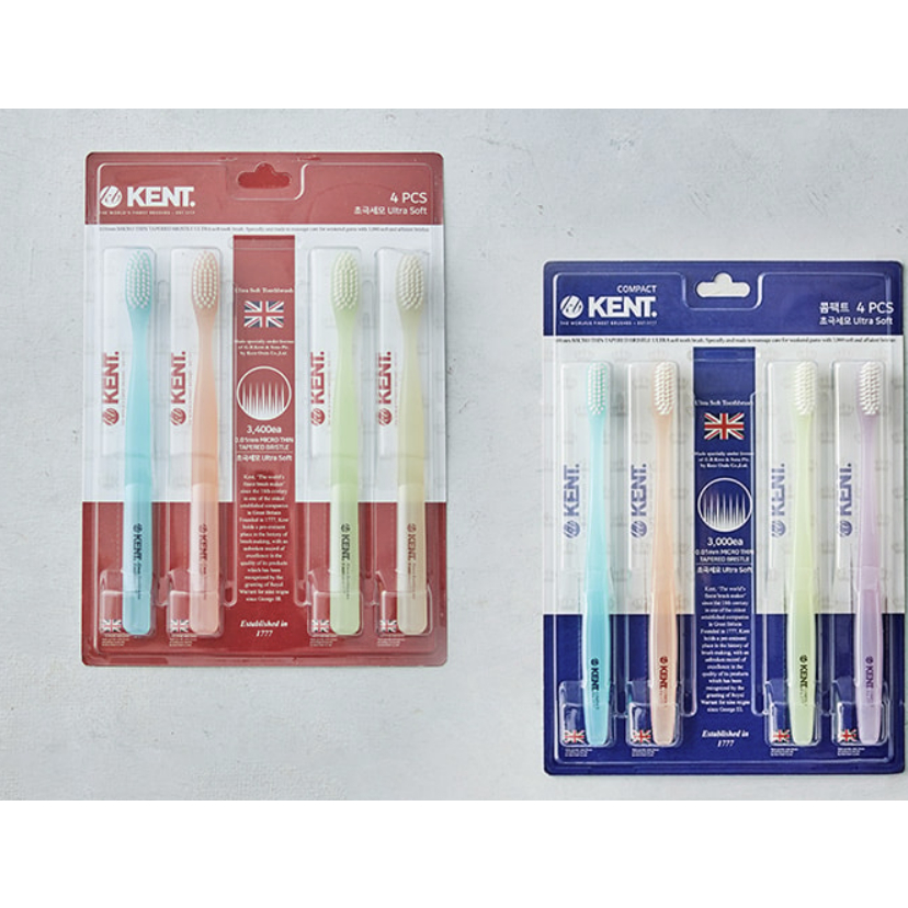 [KENT] Classic 中頭超軟牙刷,緊湊型小頭超軟牙刷,成人和青少年敏感牙齒和牙齦,4 件套 | 蝦皮購物