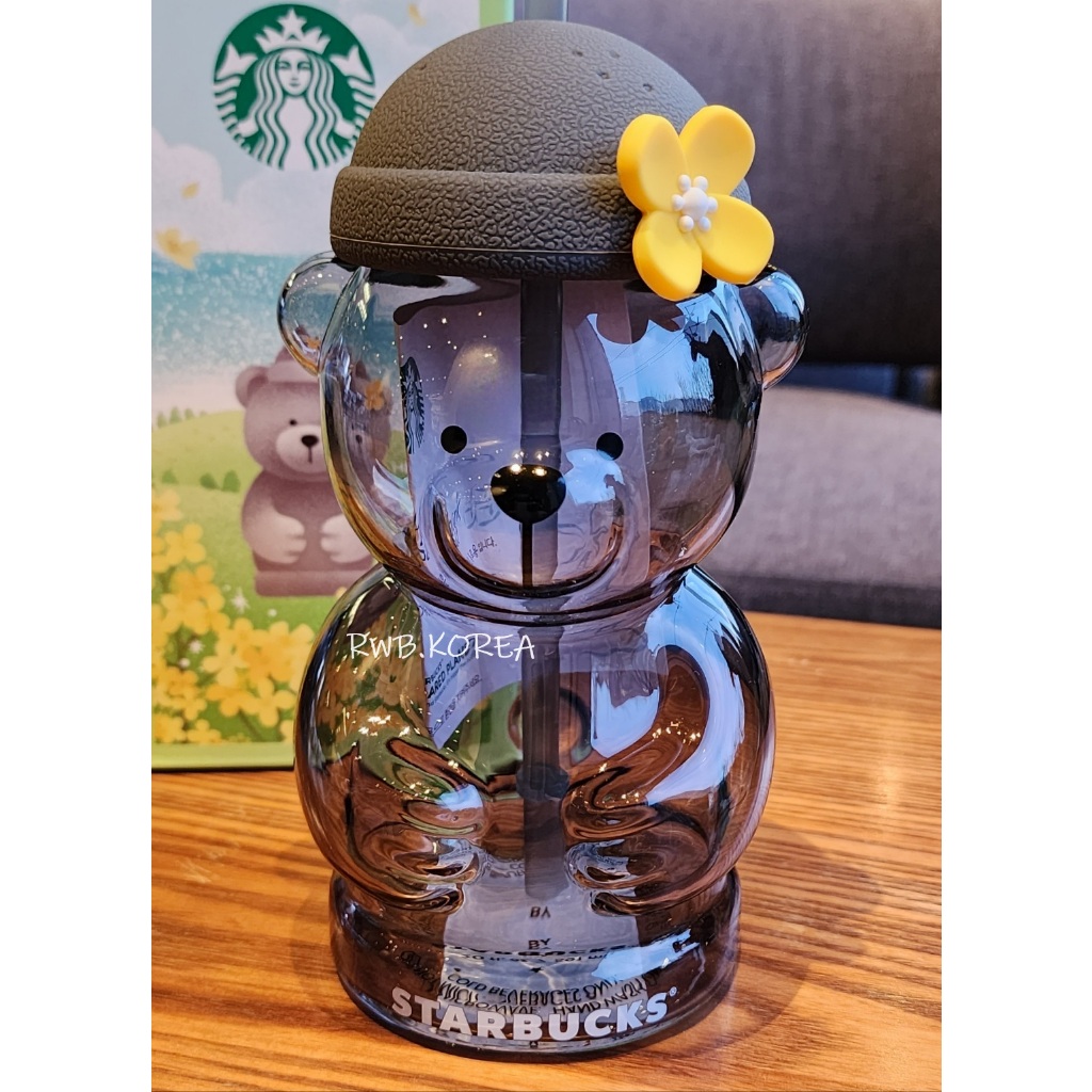 🍀【韓國現貨】 2024 韓國星巴克濟州島限定 Jeju bearista 熊夥伴玻璃冷飲杯 591ml/ 20oz | 蝦皮購物
