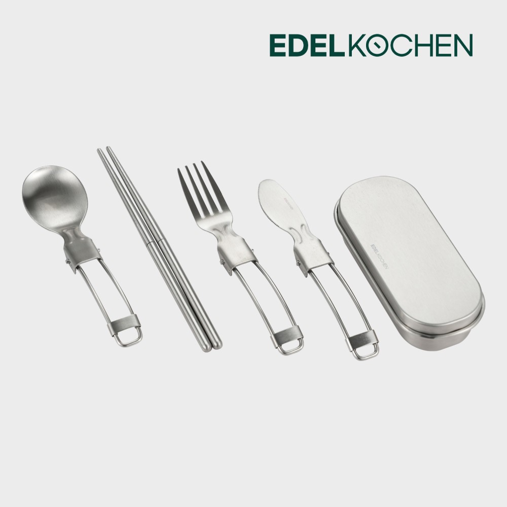 韓國edelkochen CampMaster不銹鋼戶外餐具套裝折疊式餐具 | 蝦皮購物