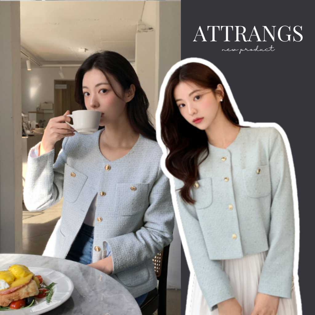 [ATTRANGS] Melosha 金色粗花呢夾克_jk2596 | 蝦皮購物