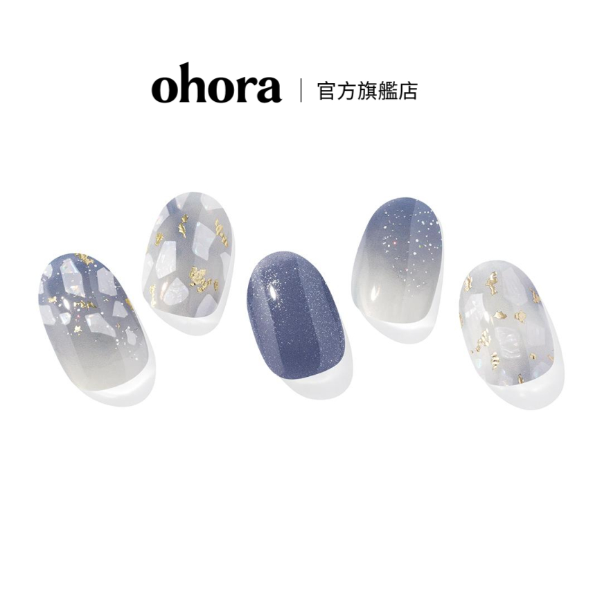 【ohora】 凝膠指甲貼(彩繪) N Gleam Blue 官方旗艦店/漸變/珍珠母貝/大理石/深藍色 | 蝦皮購物