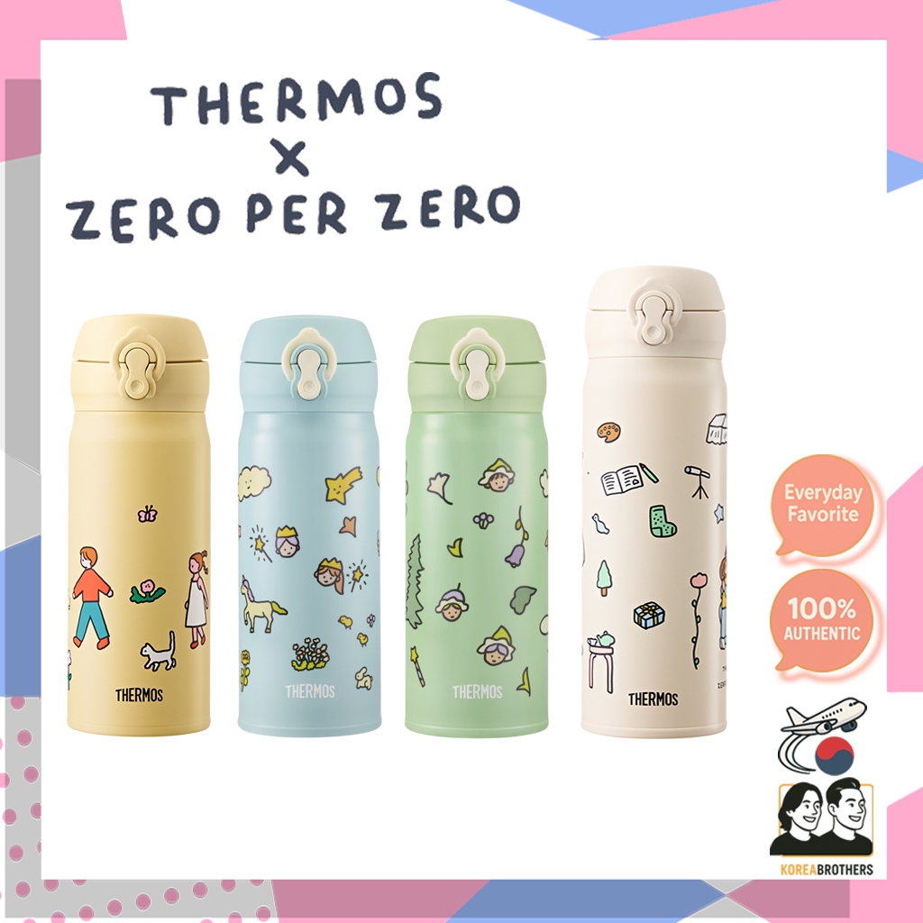 THERMOS x Zero Per Zero / 聯名圖案一鍵開保溫瓶 400ml & 500ml / 冷熱兩用 | 蝦皮購物