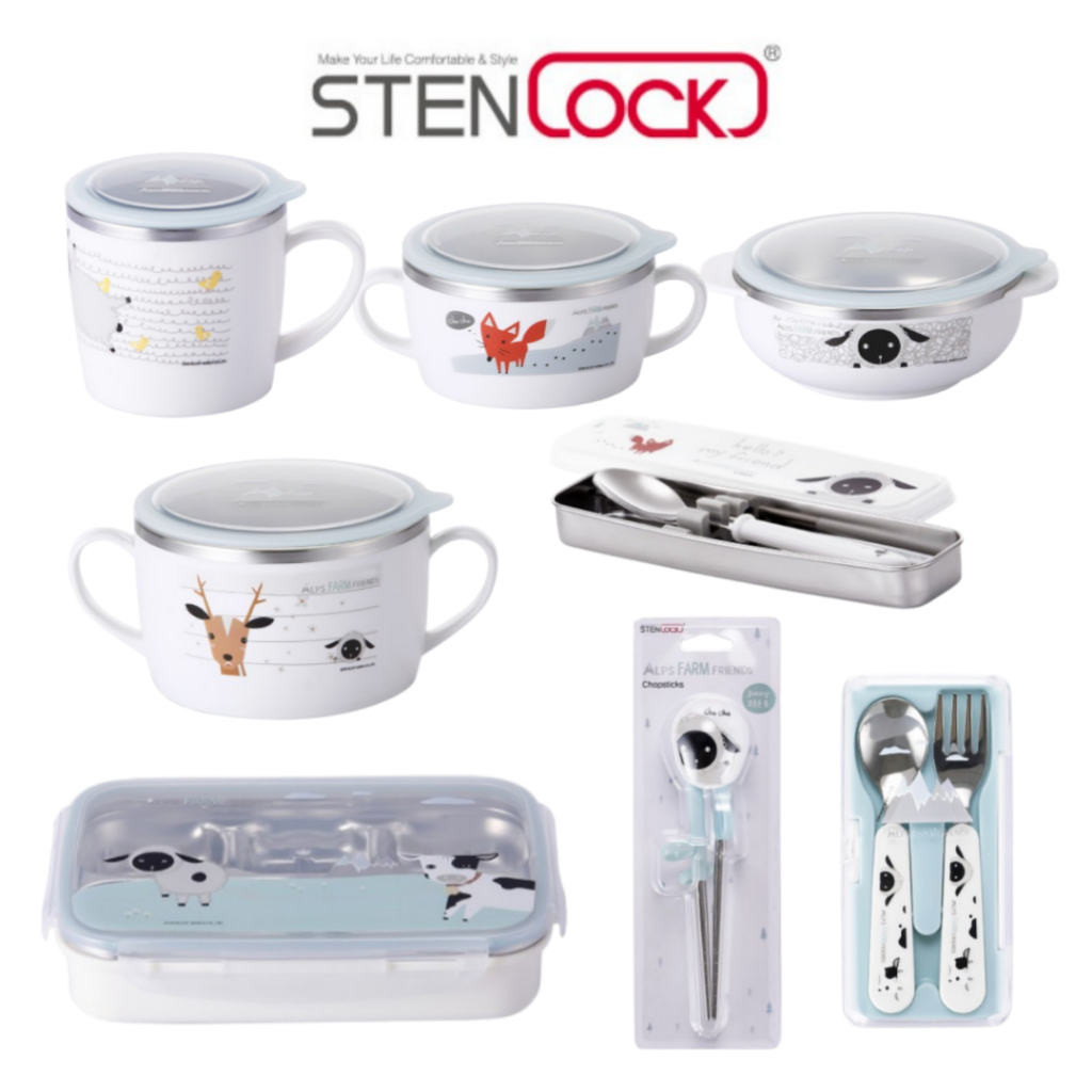 Stenlock韓國304不銹鋼餐具碗盤不銹鋼勺叉筷 北歐風幼兒304不銹鋼附蓋餐具 | 蝦皮購物
