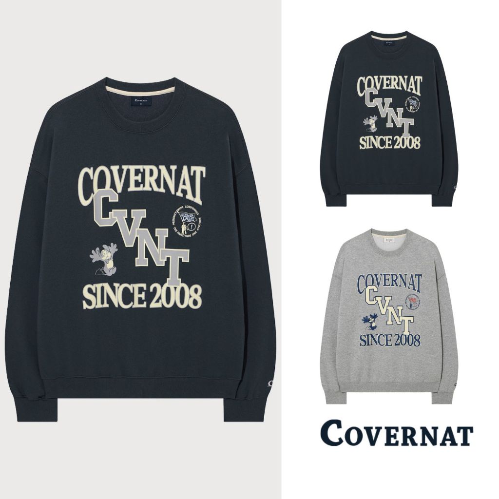 [COVERNAT] 25FW CVNT印刷英文大學T 韓系大學T 休閒長袖上衣 | 蝦皮購物