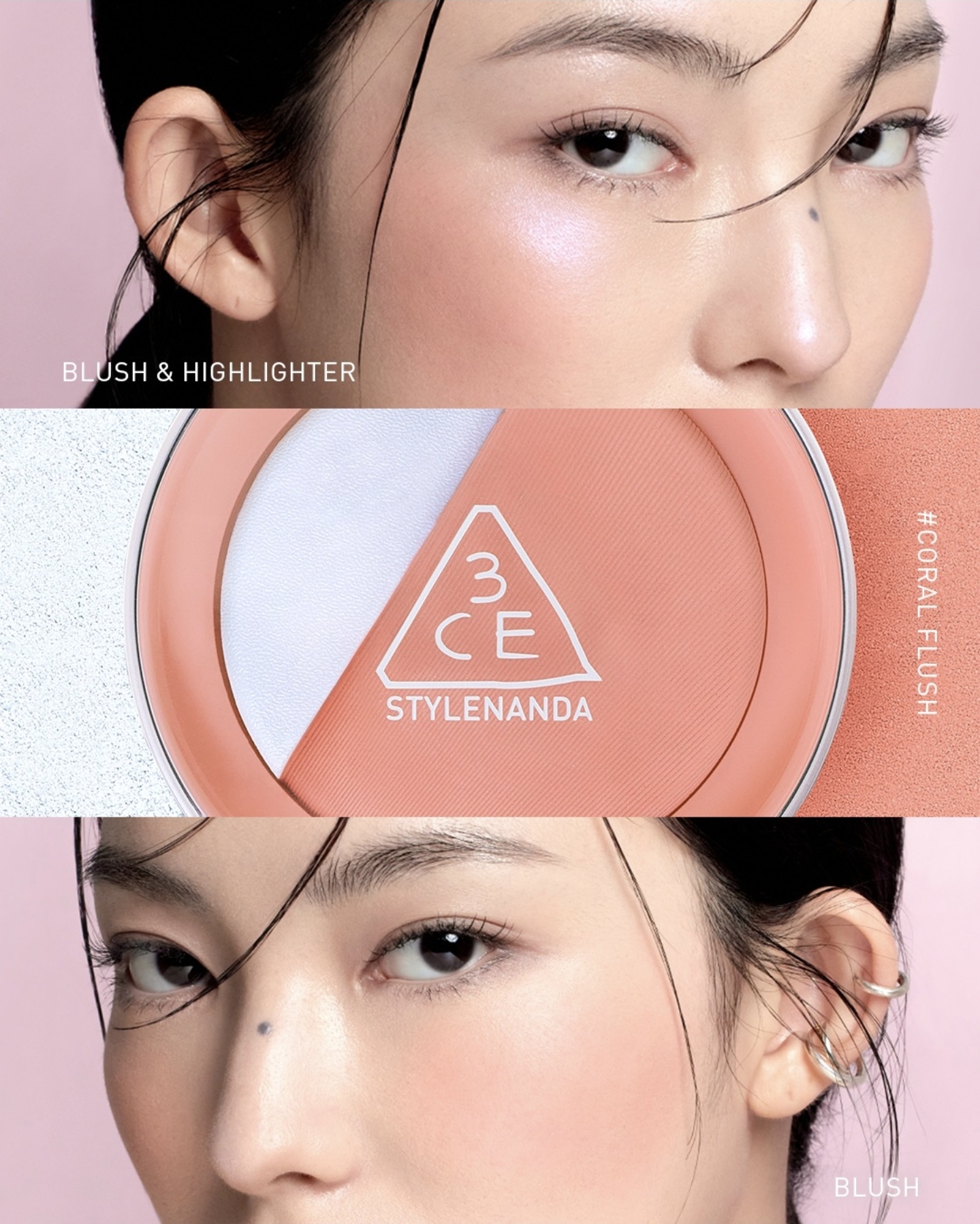 3ce Blushlighter 7cololrs 腮紅熒光筆(免費:刷) | 蝦皮購物