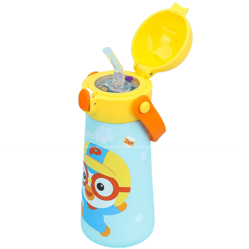[LILFANT] Pororo 不銹鋼瓶 460ml 帶吸管和肩帶 | 蝦皮購物