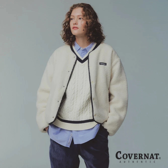 [COVERNAT] 正反兩穿毛絨保暖外套（象牙色） [F7] | 蝦皮購物