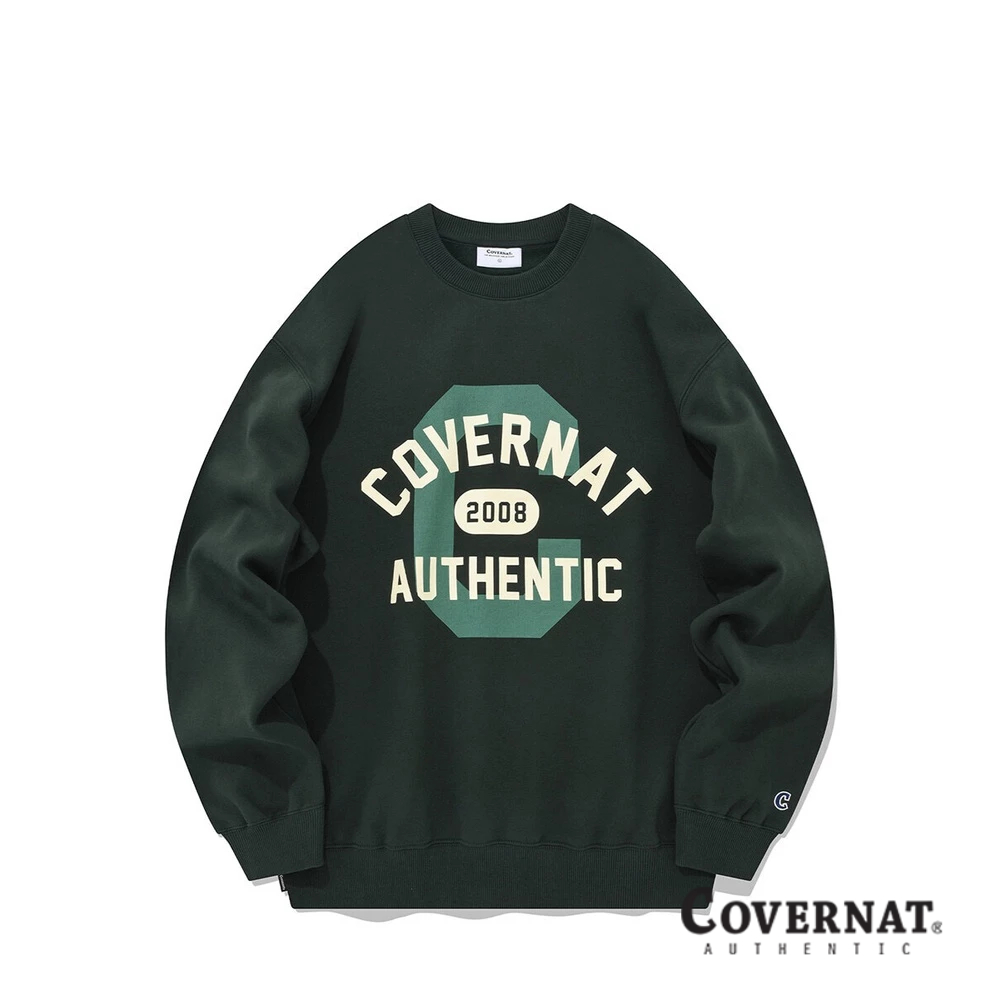 [COVERNAT] 前側字母內刷毛大學T（深綠色） [F7] | 蝦皮購物