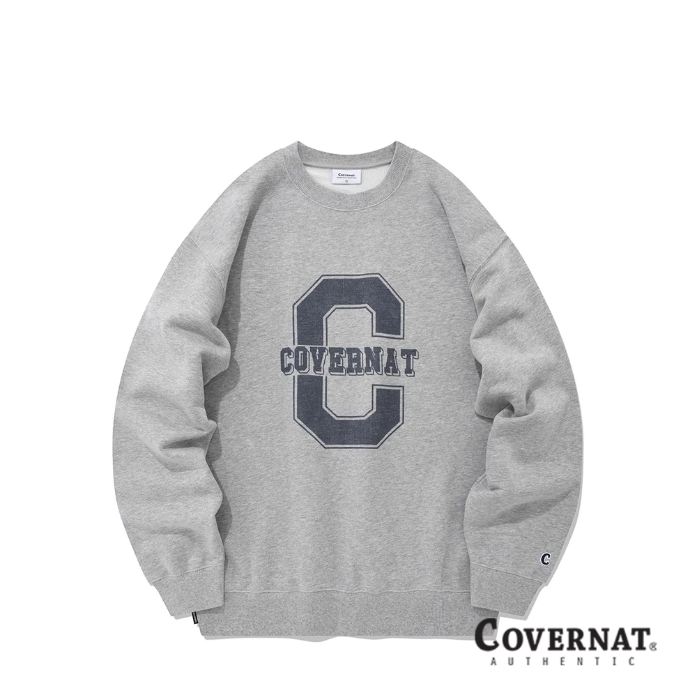 [COVERNAT] C LOGO圓領大學T（麻灰色） [F7] | 蝦皮購物