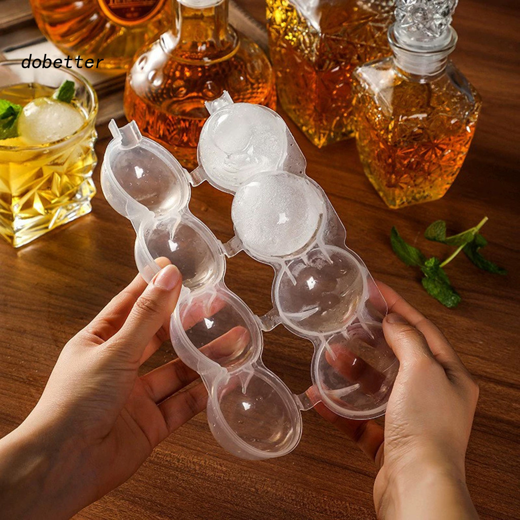 DOB-Ice Ball Maker 4 孔圓形冰塊模具易於填充釋放冰球機,帶矽膠蓋,適用於威士忌雞尾酒 | 蝦皮購物