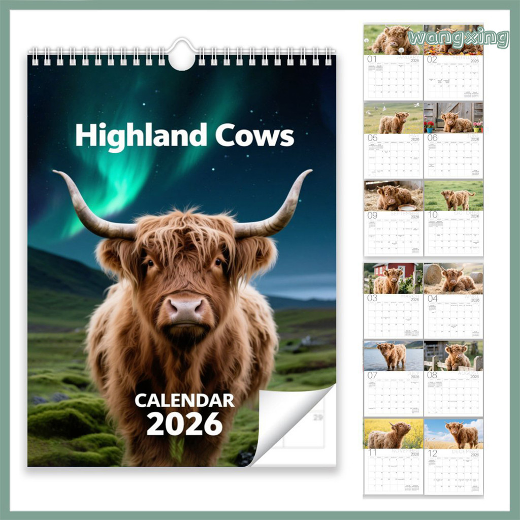 [WX] Highland Cow Calendar 2026 Jan 2026 - Dec 2026 12 個月計劃者 | 蝦皮購物