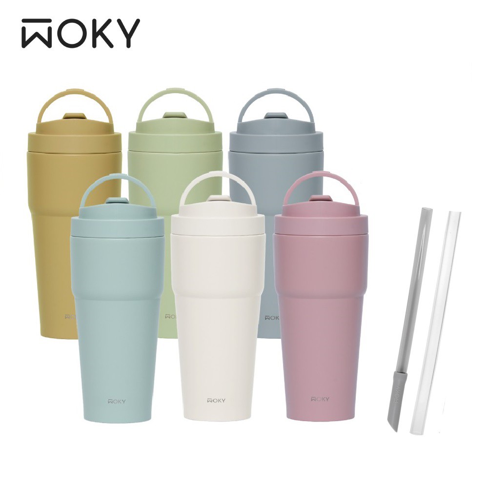 【蝦皮直營】WOKY 沃廚 輕芯鈦瓷渾圓杯770ml (附矽膠吸管+Tritan彈跳吸管) (二代防漏升級) | 蝦皮購物