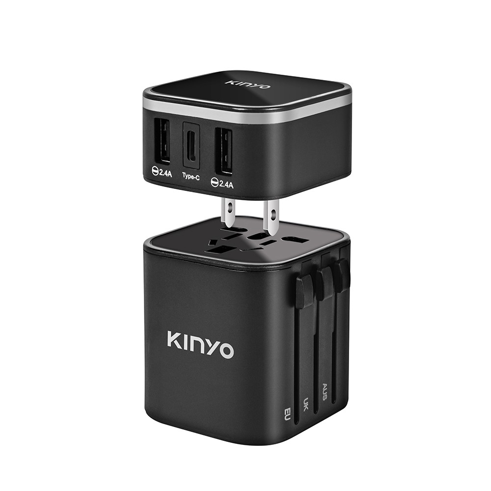 【蝦皮直營】KINYO 多合一旅行萬國轉接頭 USB+Type C 萬國充 轉接頭 旅充 充電器 現貨 原廠供貨 | 蝦皮購物