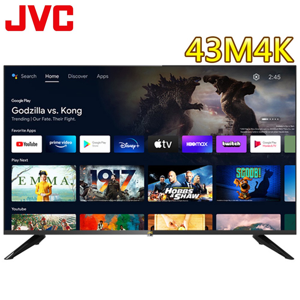 JVC 43吋Google認證4K HDR連網液晶顯示器(43M4K)送基本安裝 | 蝦皮購物