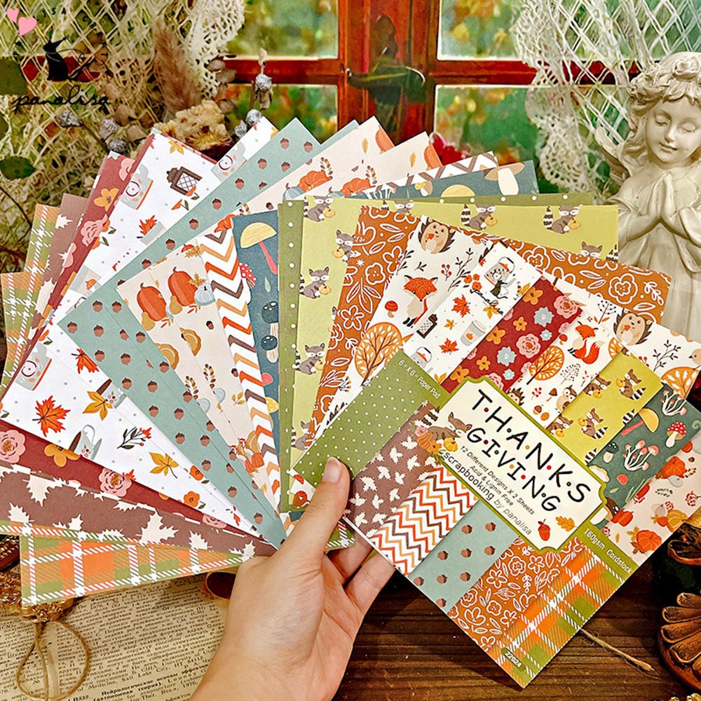 6寸手冊材料紙diy剪貼簿貓裝飾紙感恩節背景紙單面圖案包裝紙 | 蝦皮購物