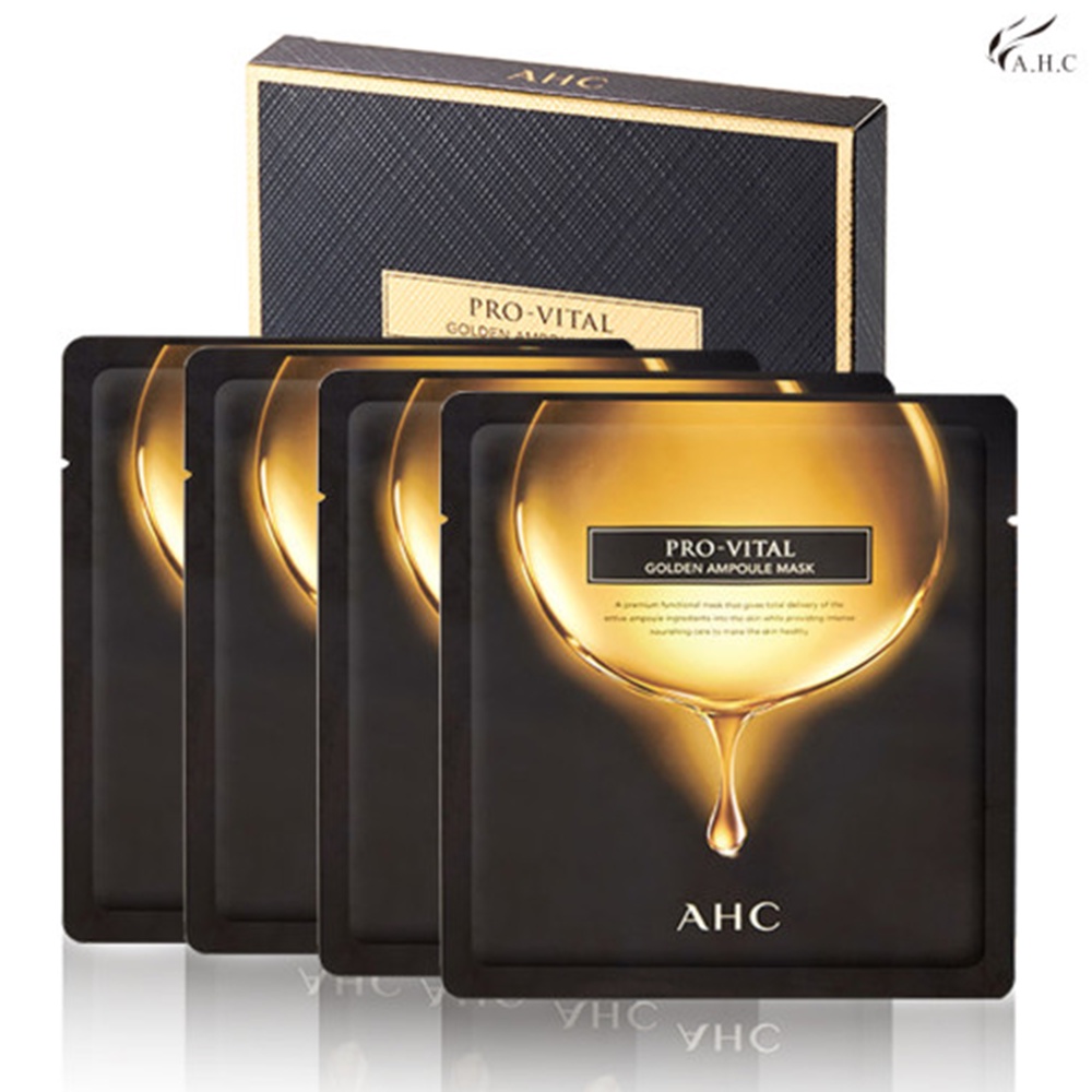 AHC Pro Vital Golden Ampoule Mask 25ml x 4 片 / 強效保濕、美白和抗皺護膚品 | 蝦皮購物