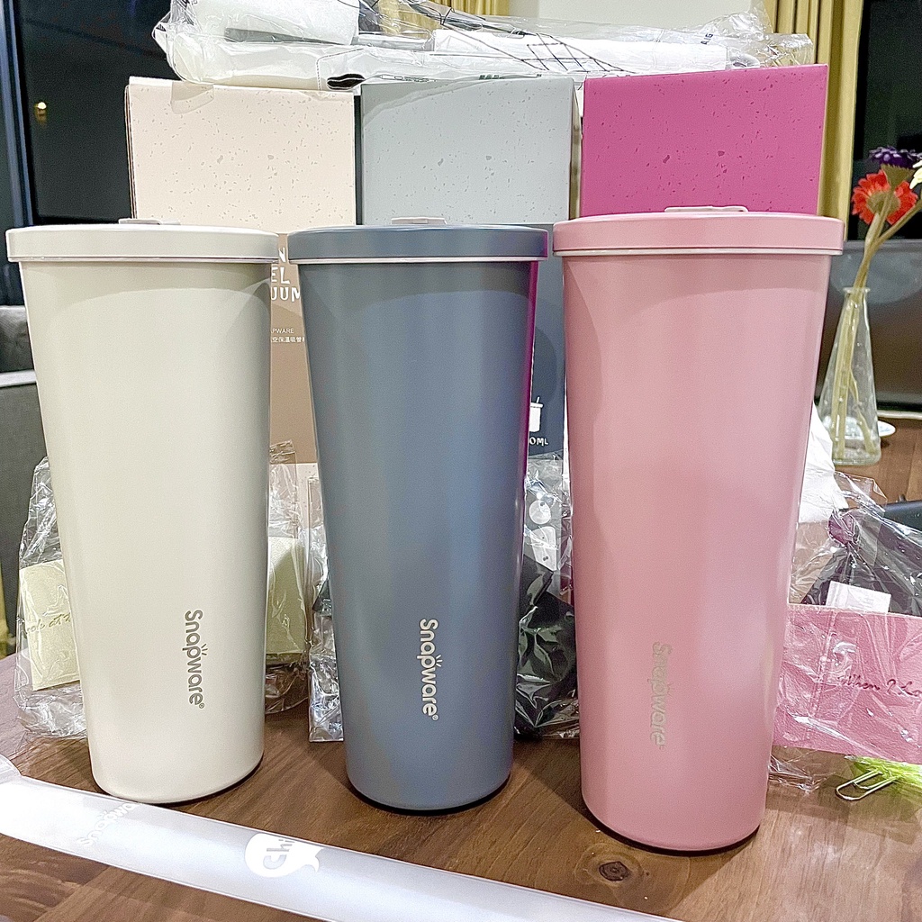 『開立發票』康寧SNAPWARE 陶瓷不鏽鋼真空保溫吸管杯 800ml 附大小吸管+杯套 保溫瓶 隨行杯 | 蝦皮購物