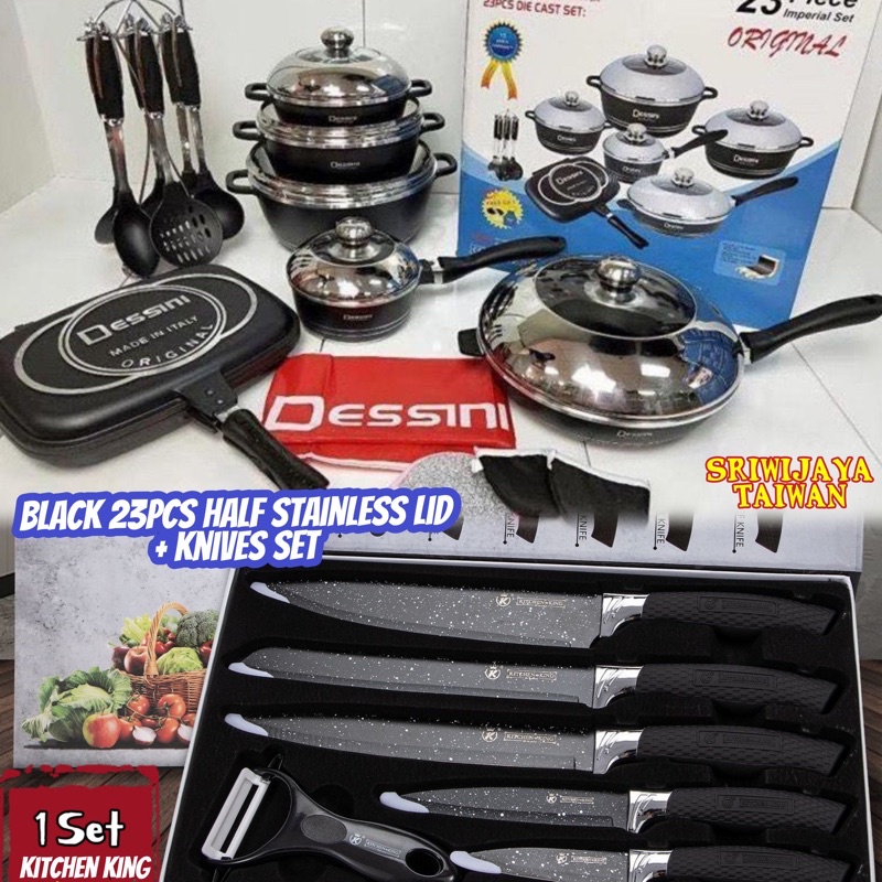 Panci Dessini 23pcs Set Granite Cookware NonStick大理石麥飯石鋁鍋 | 蝦皮購物