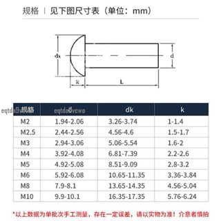熱賣💯（M2 M2.5 M3 M8）304不鏽鋼半圓頭實心鉚釘GB867圓頭敲擊式鉚釘 | 蝦皮購物