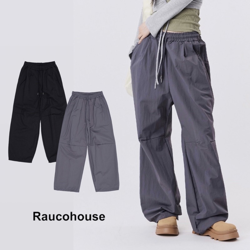 【JIN】🇰🇷RAUCOHOUSE 鈕釦調節壓摺長褲 闊腿 長褲 休閒 日常 | 蝦皮購物