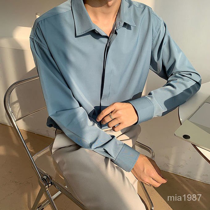 【精品男裝】痞帥襯衫男潮流帥氣外套潮ins百搭夏季男裝免燙垂墜感長袖襯衣男jioyh QTJ0 | 蝦皮購物