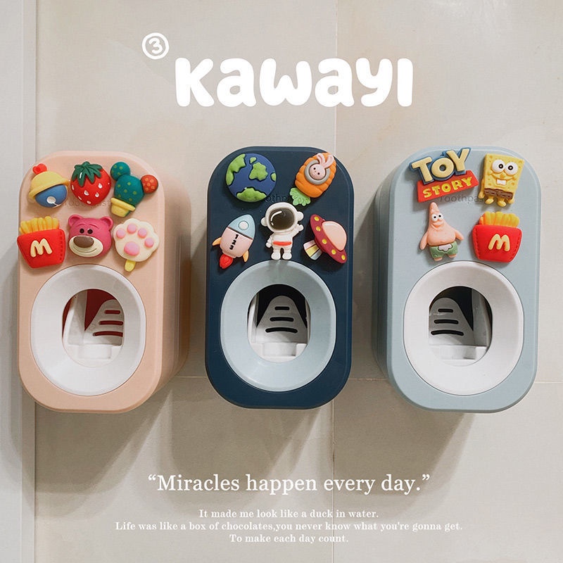 Cartoon Automatic Toothpaste Dispenser No-Drill Toothpaste S | 蝦皮購物