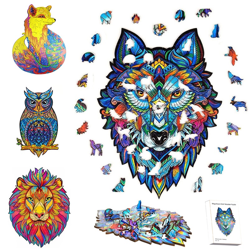Unique Wooden Jigsaw Mysterious Animal Puzzle Suit DIY Inter | 蝦皮購物