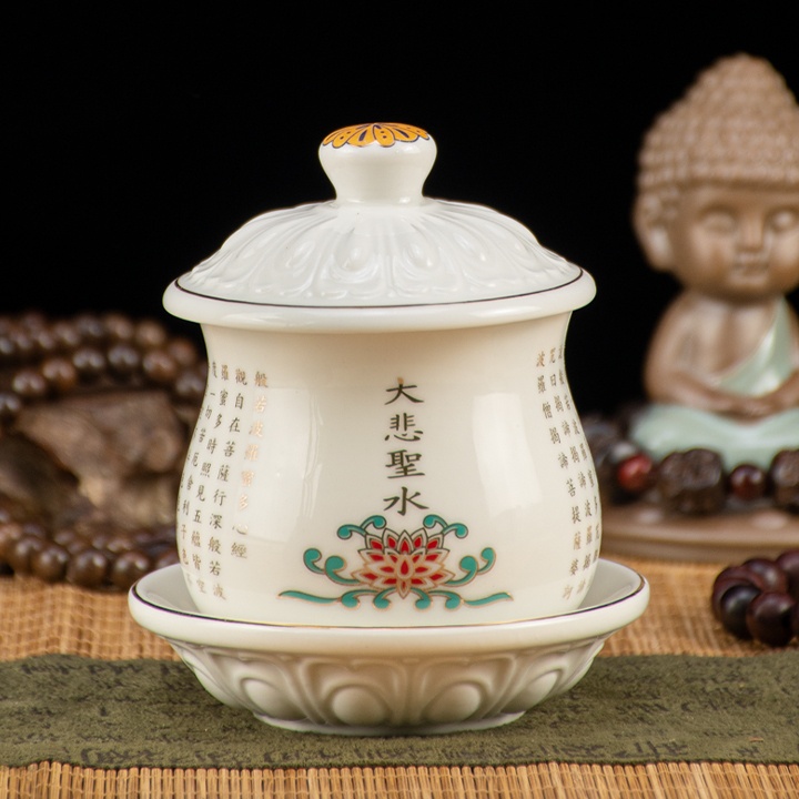 供佛水杯 陶瓷 心經 聖水杯 佛前 家用 觀音 大悲 凈水杯 禮佛 保平安 上供 杯 佛教 觀音水杯 | 蝦皮購物