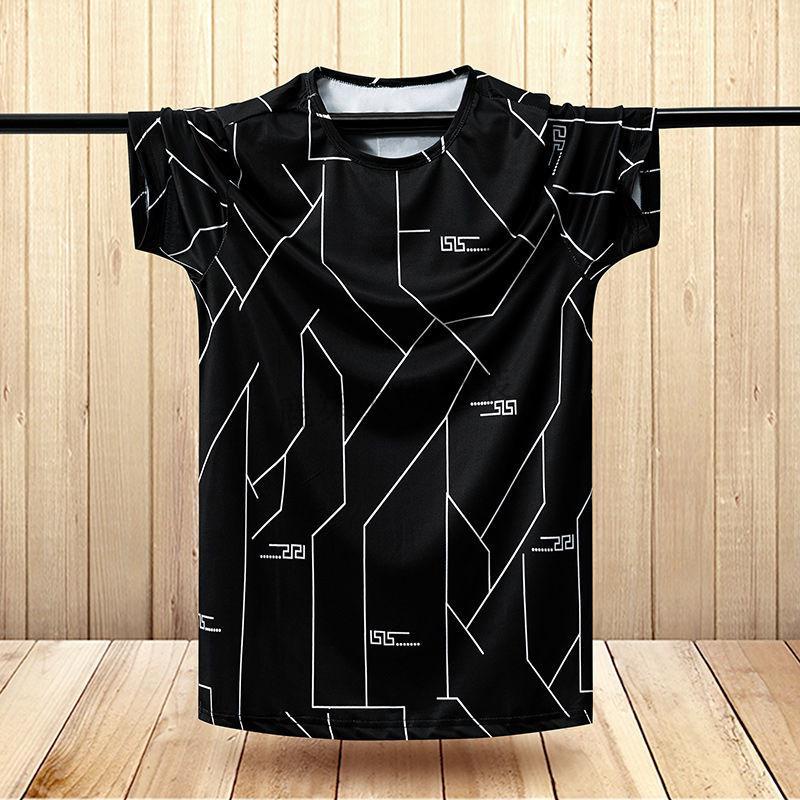 M-9XL 大尺碼男裝 短袖 T恤 特大碼上衣 加肥加大短袖 寬鬆T恤 胖子男夏天冰絲短袖潮牌百搭中青年帥氣T恤肥佬顯瘦 | 蝦皮購物